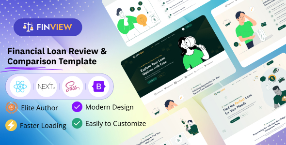 Finview - Financial Loan Review and Comparison Website React NEXT JS Template by pixelaxis